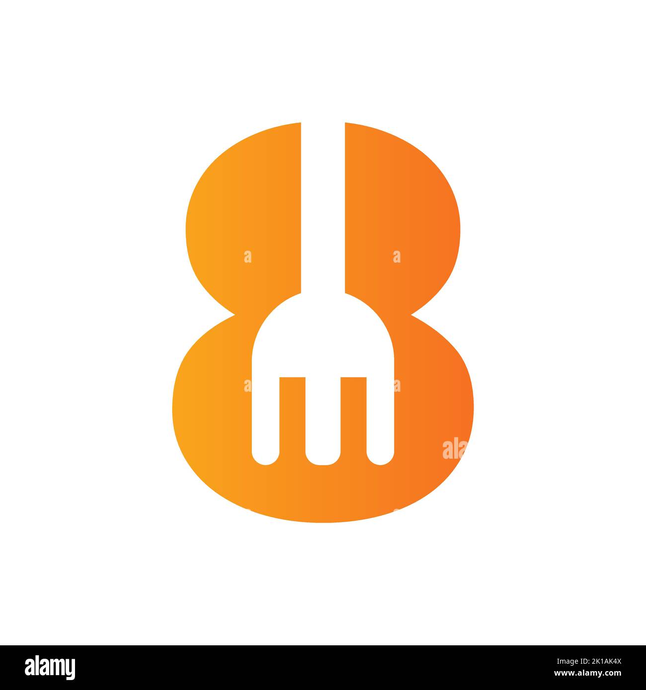 Letter 8 Restaurant Logo Combined with Fork Icon Vector Template Stock ...