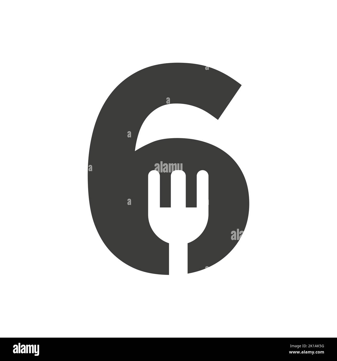Letter 6 Restaurant Logo Combined with Fork Icon Vector Template Stock ...