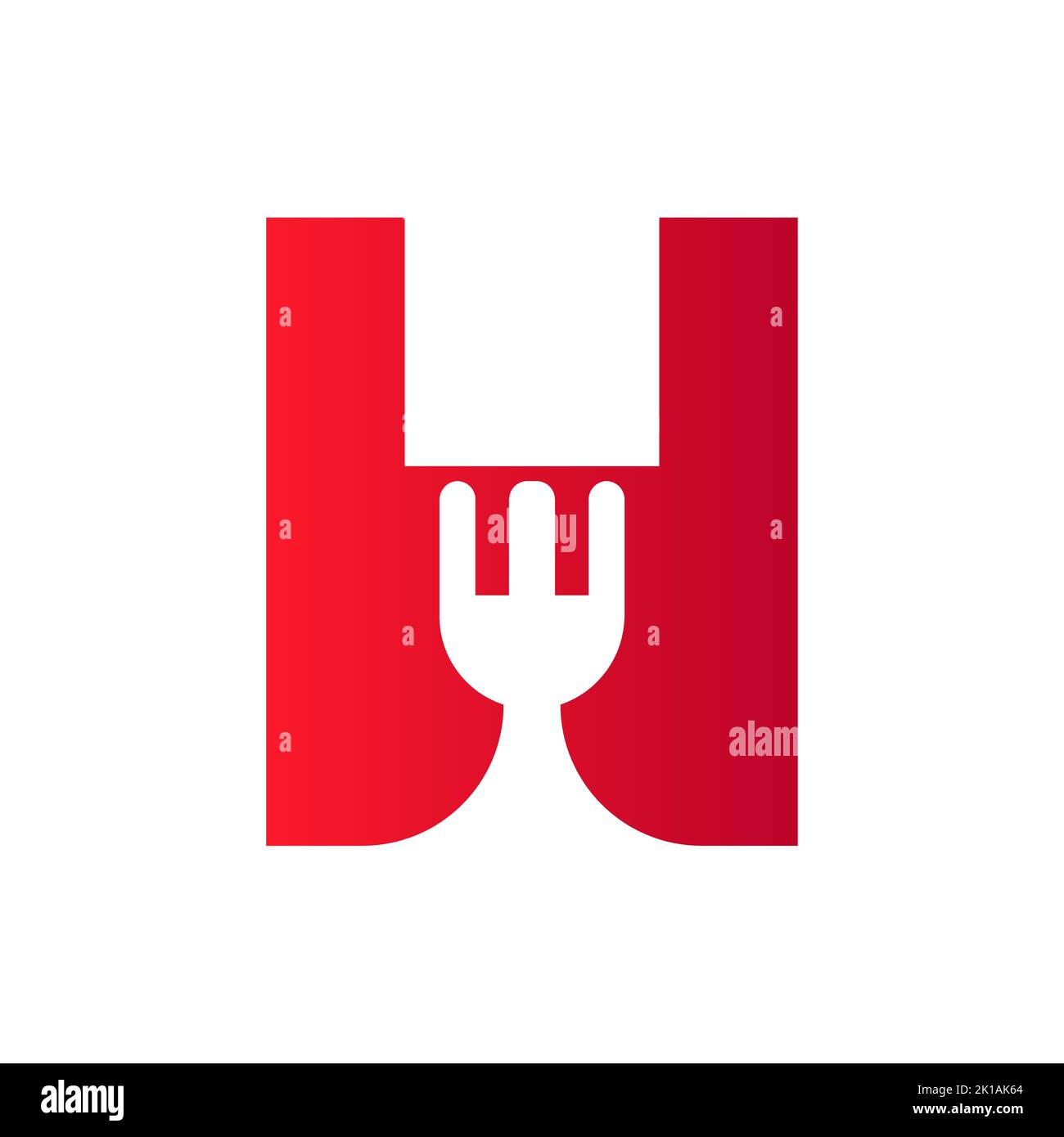 Letter H Restaurant Logo Combined with Fork Icon Vector Template Stock ...