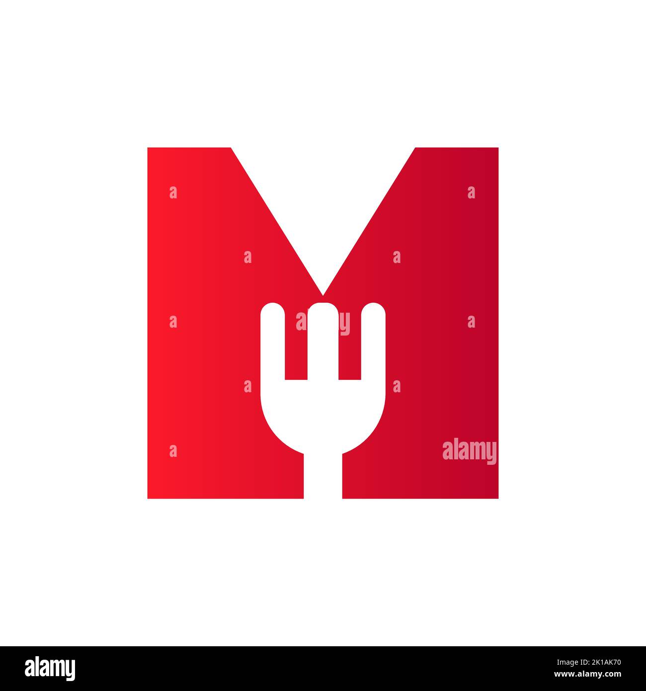 Letter M Restaurant Logo Combined with Fork Icon Vector Template Stock ...