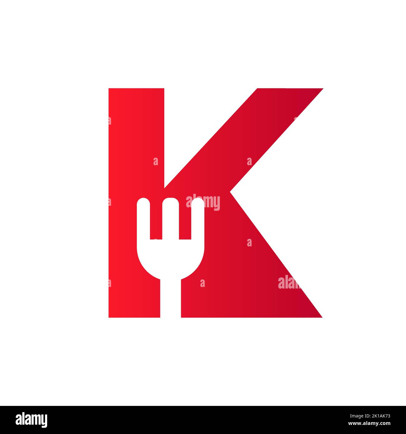 Letter K Restaurant Logo Combined with Fork Icon Vector Template Stock ...