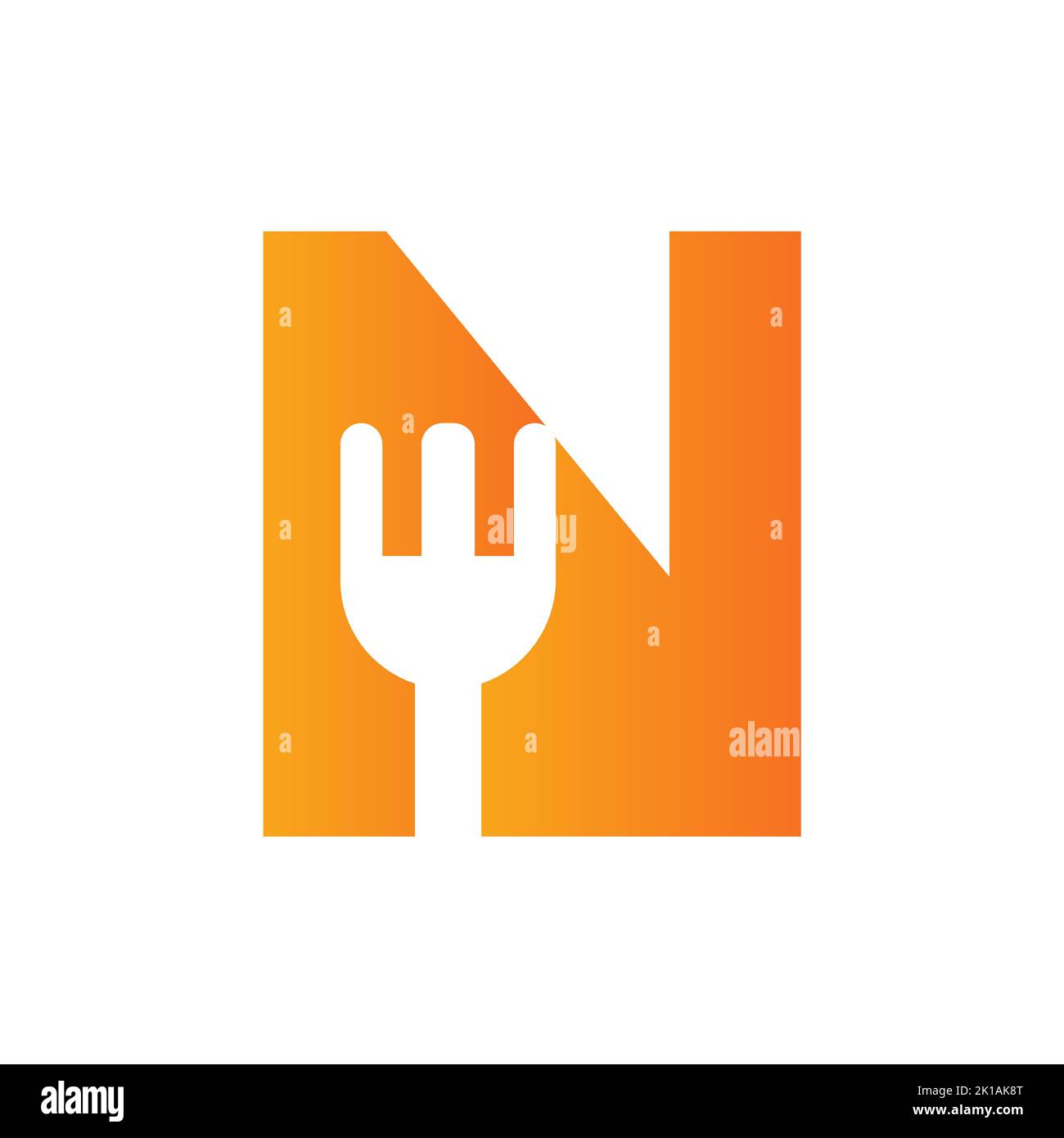 Letter N Restaurant Logo Combined with Fork Icon Vector Template Stock ...