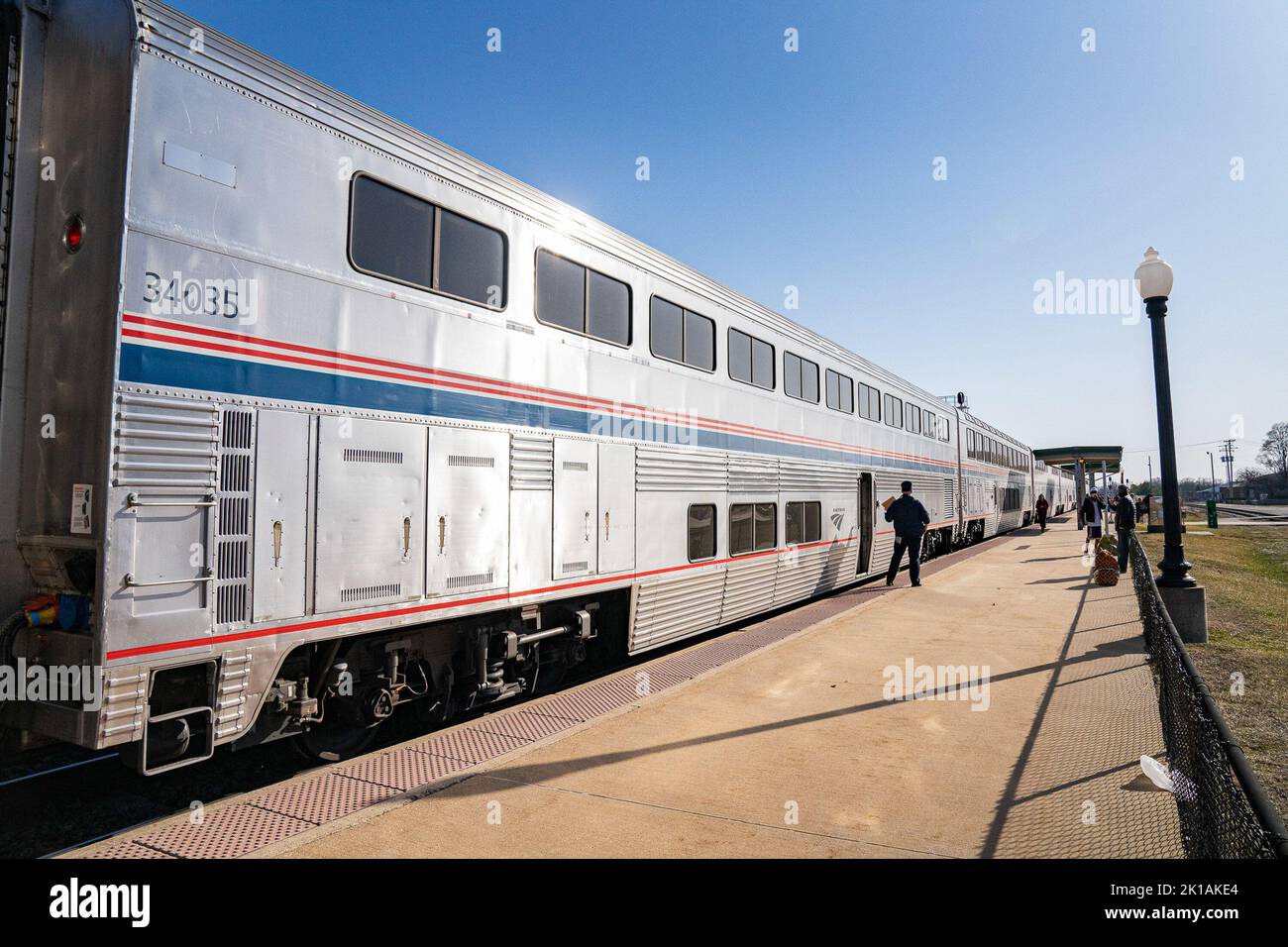 Passengers prepare to board the Amtrak's California Zephyr train ...