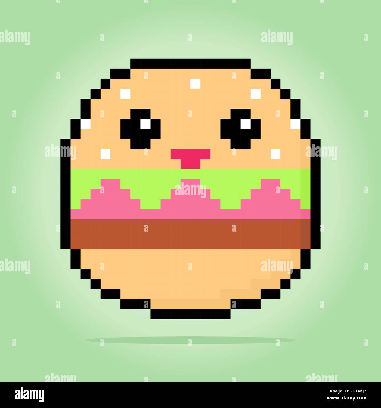 8-bit pixel burger kawaii in vector illustration Stock Vector Image ...