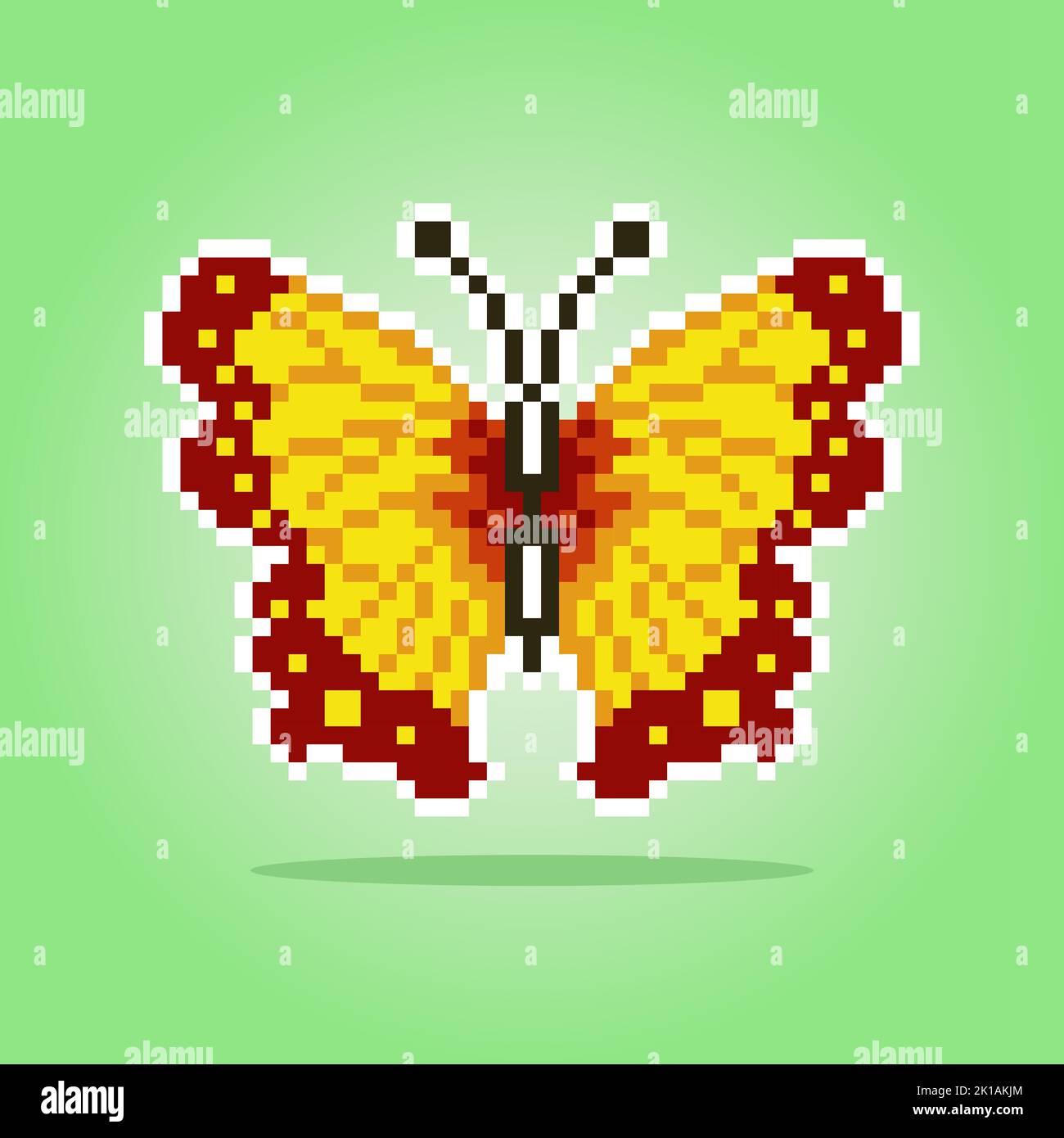 Pixel 8 bit butterfly. Animal for game assets in vector illustration ...