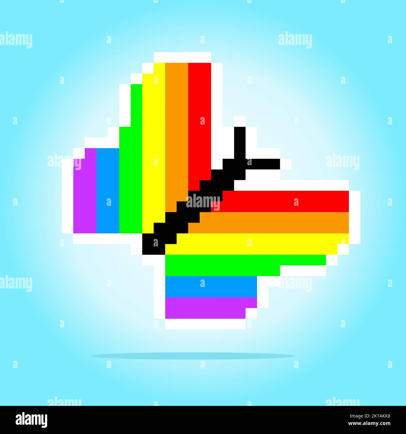 Pixel 8 bit rainbow colored butterfly. Animals for cross stitch in ...