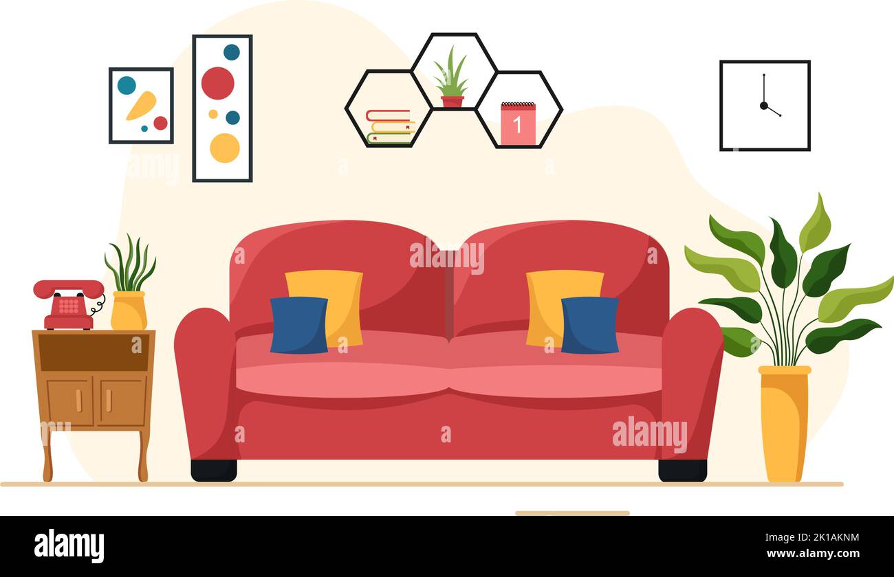 Home Decor Template Hand Drawn Cartoon Illustration The set of ...