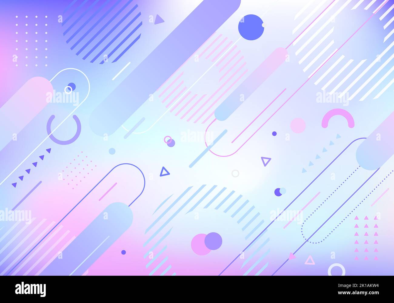 Abstract blue and pink pastel gradient geometric elements pattern memphis retro style ...