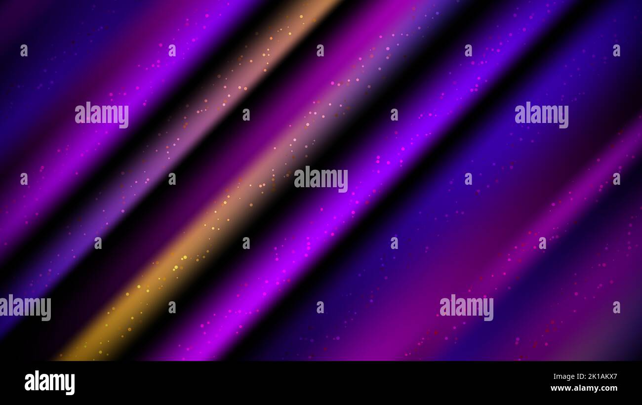 Abstract diagonal neon color lighting on black background with dust ...