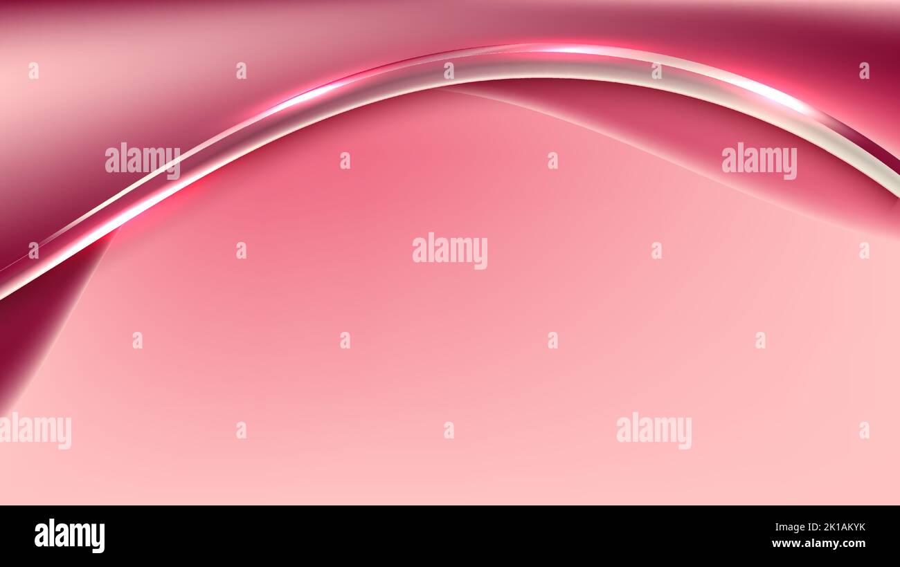 Abstract 3D template modern pink color wave shape with shiny red curved ...
