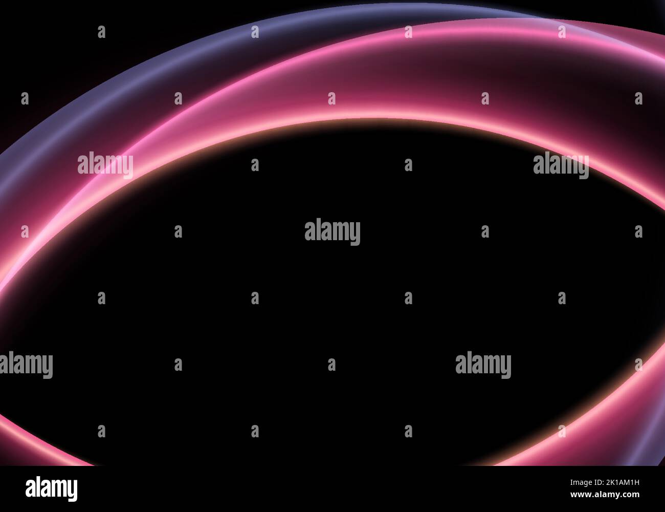Abstract glowing neon lighting luminous curved shapes on black ...