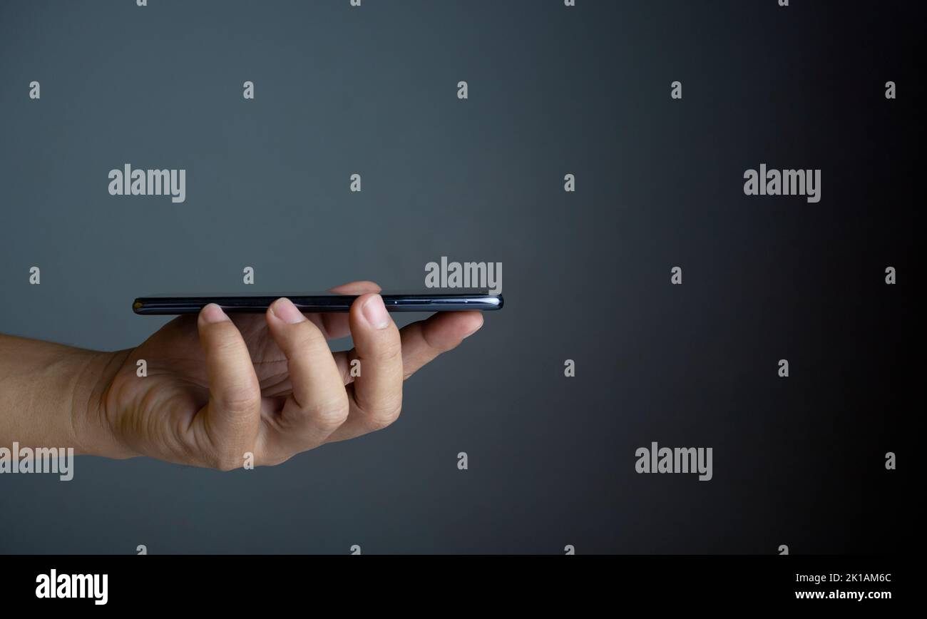 The phone is placed on the lid of the person's hand. Communication ...