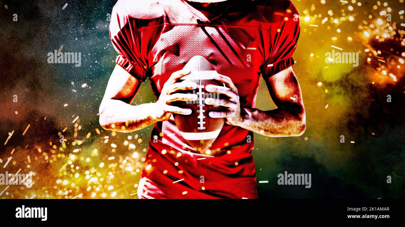 American Football Player against splashing of powder Stock Photo - Alamy