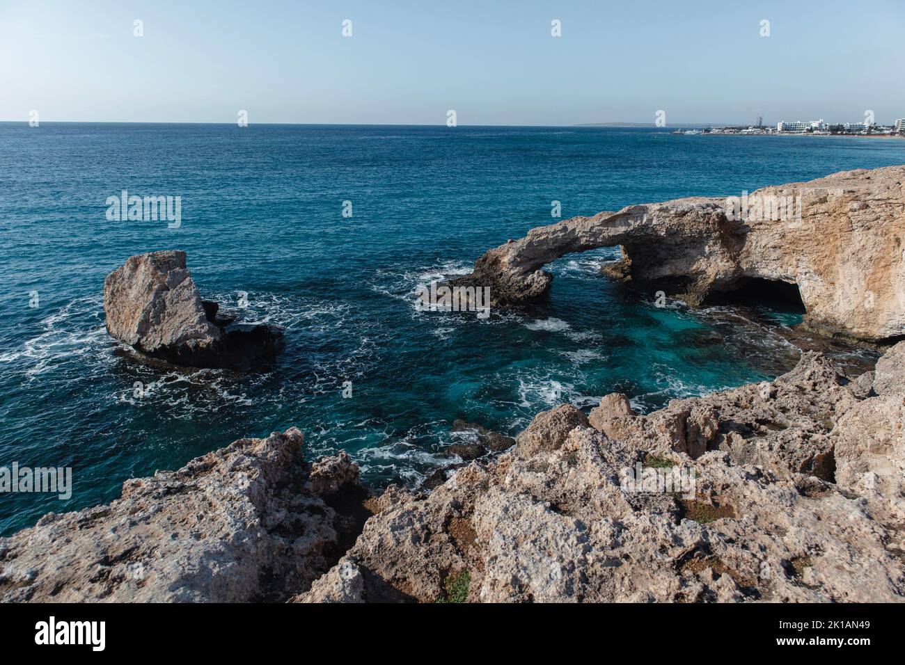 Beautiful seascape with sea cave arch love bridge in Ayia Napa, Cyprus ...