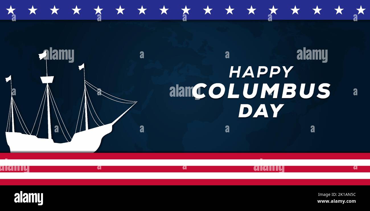 paper art happy columbus day banner illustration Stock Vector Image ...