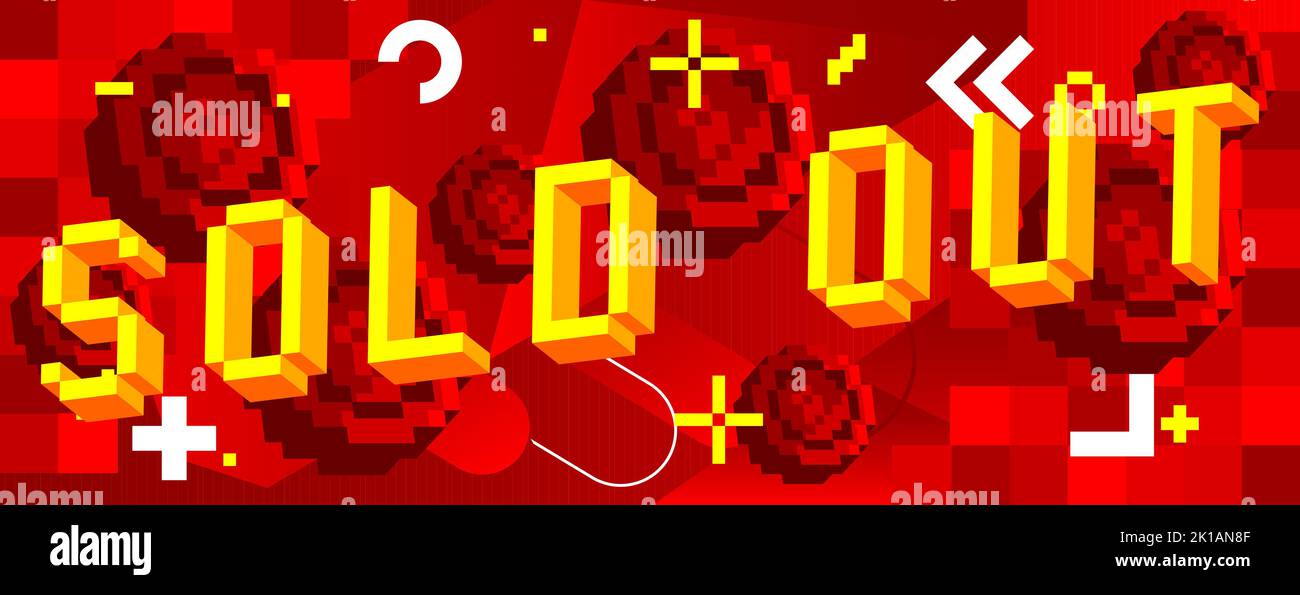 Sold Out. Pixelated word with geometric graphic background. Vector ...