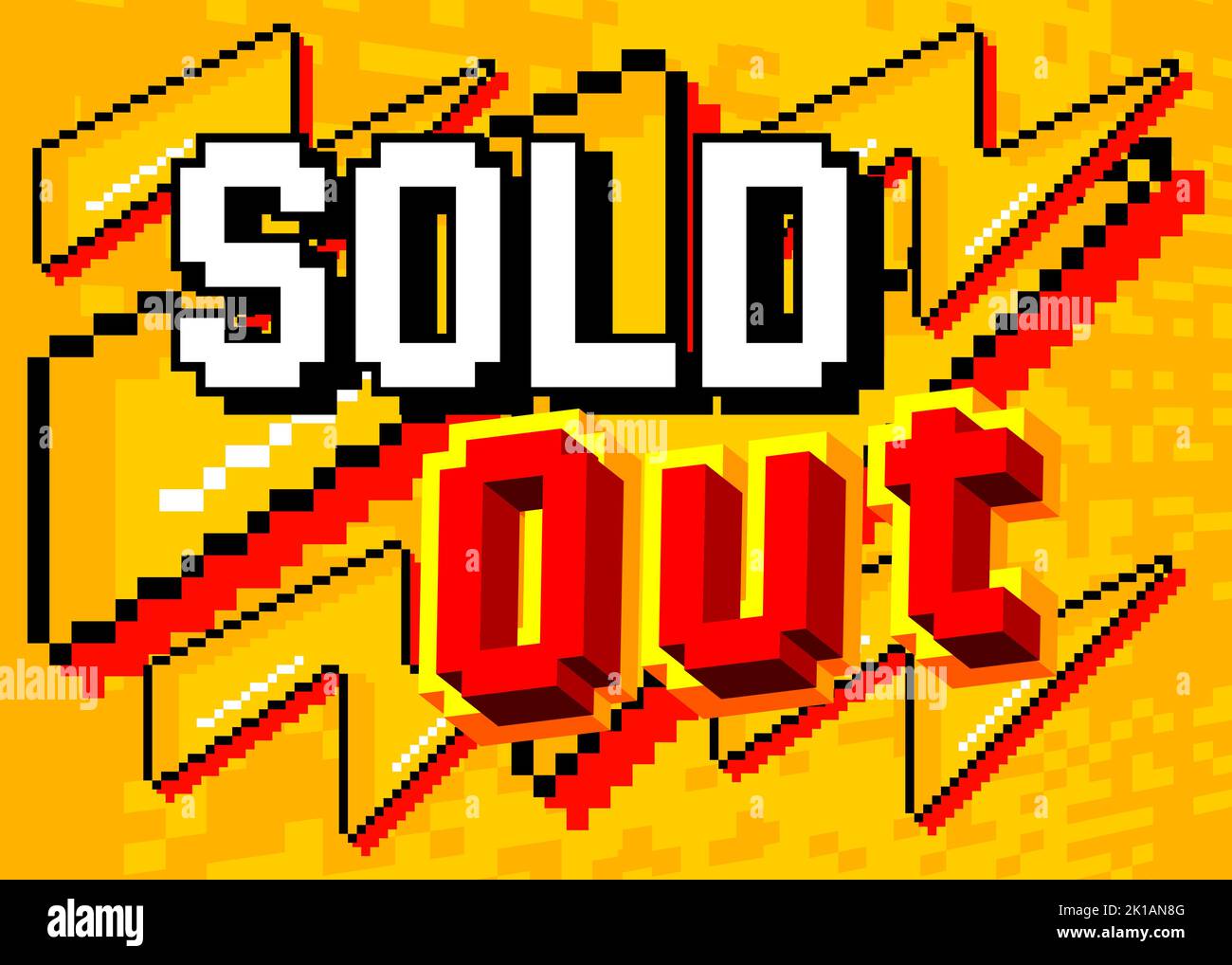 Sold Out. Pixelated word with geometric graphic background. Vector ...