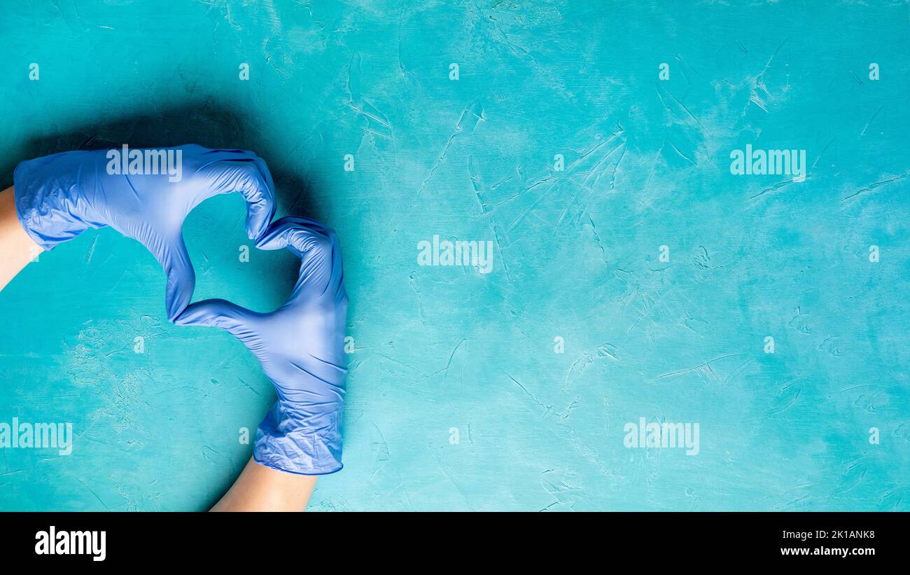 Pandemic prevention. Stay safe. Doctor hands in protective gloves ...