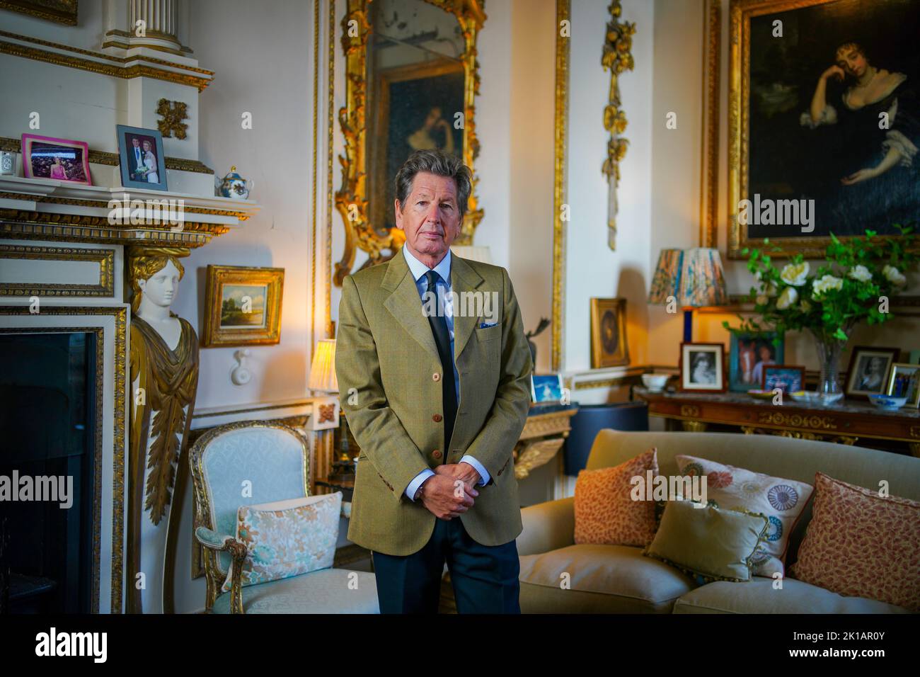 Sir John Warren, Queen Elizabeth II's racing manager, at his home in ...