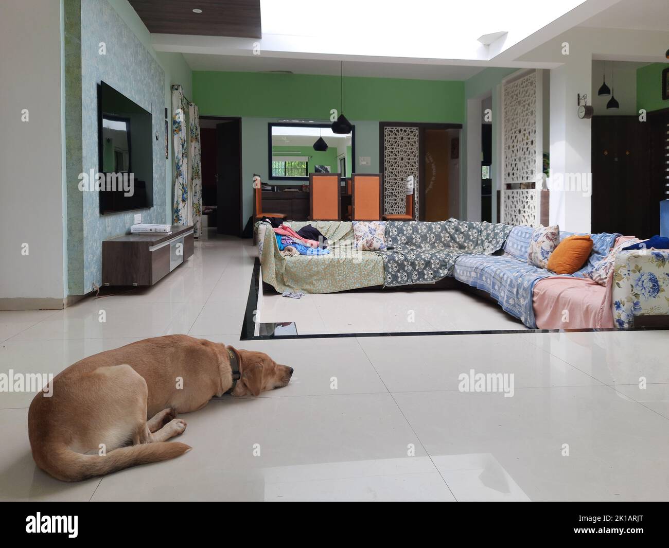 Large and luxurious interiors of modern living room in Pune state ...