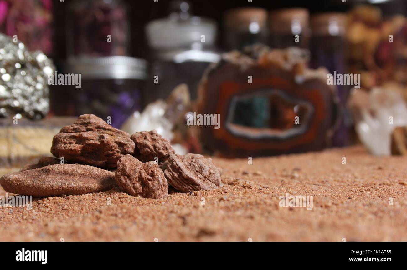 Desert Rose Rocks from Oklahoma on Australian Red Sand With Tigers Eye ...