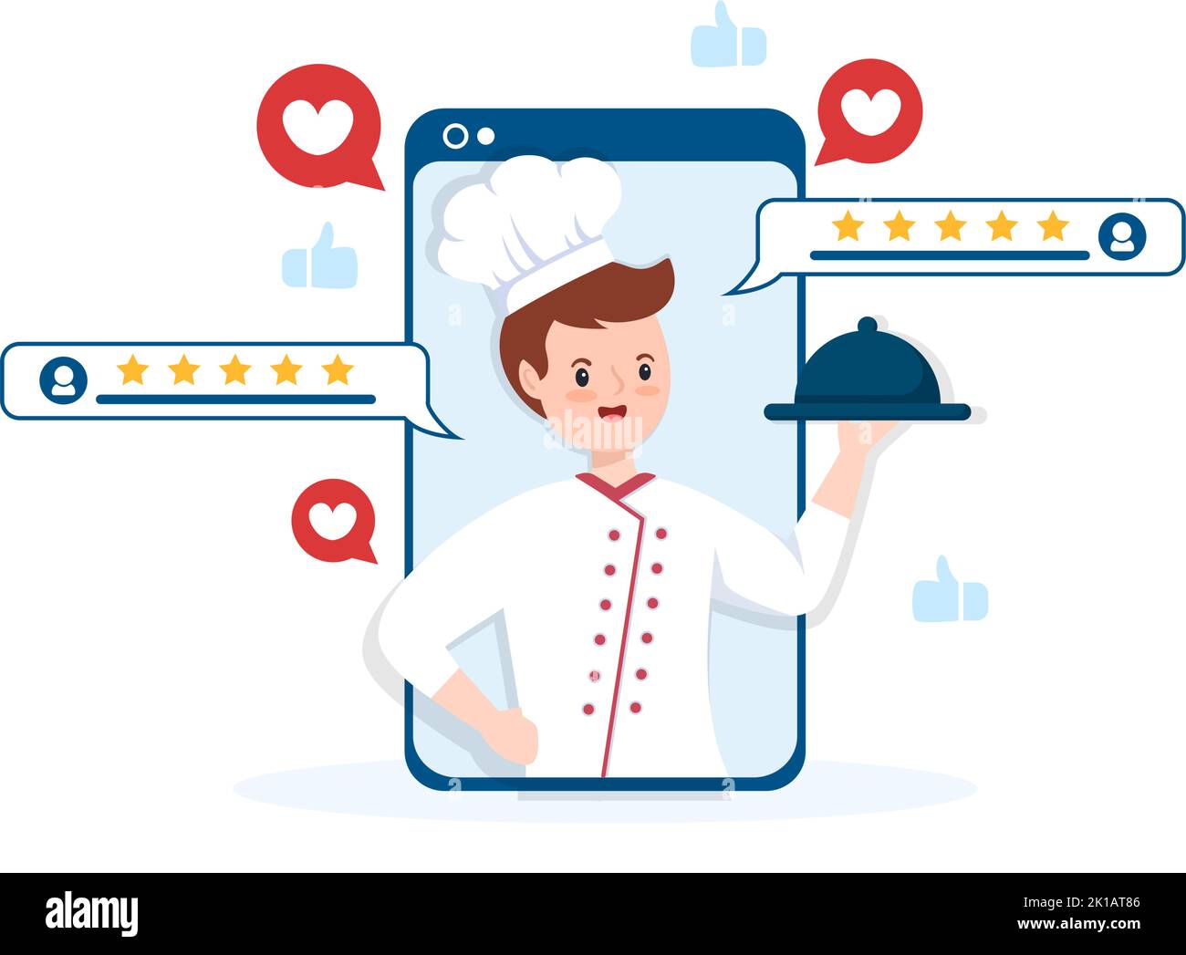 Restaurant Rating Review Template Hand Drawn Cartoon Flat Illustration