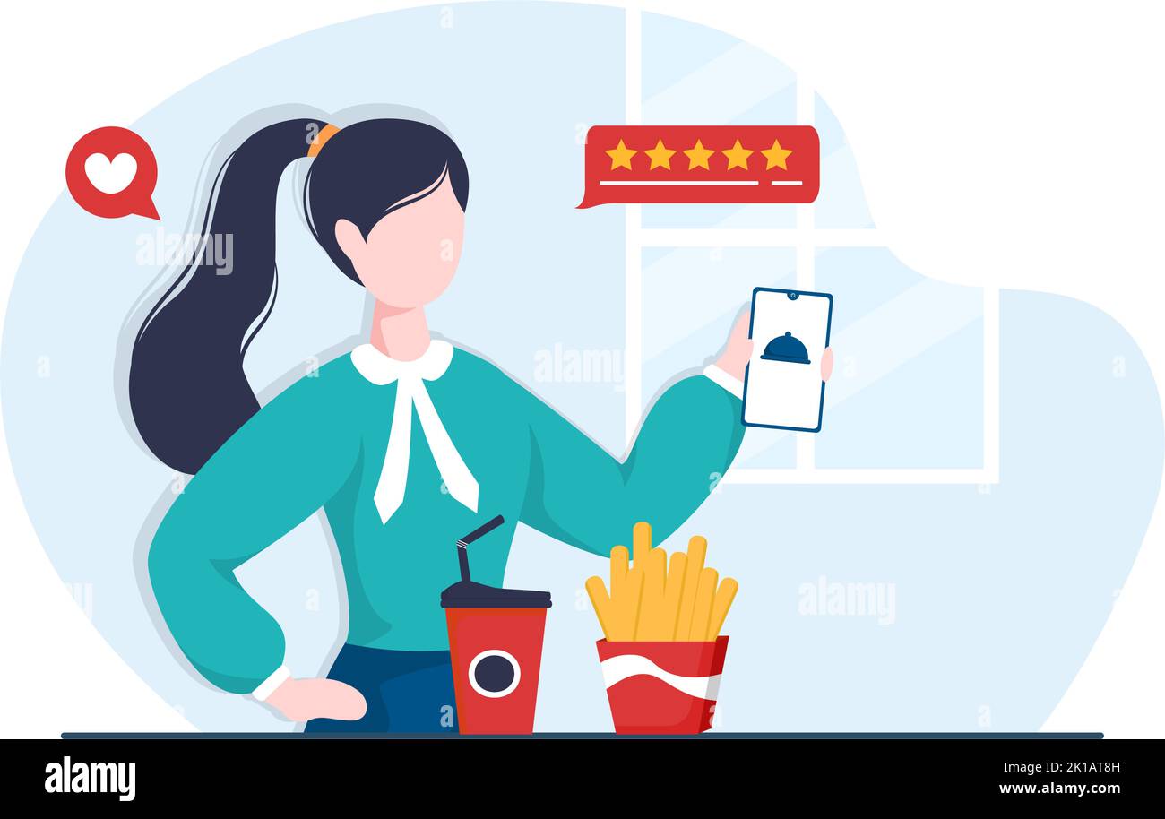 Restaurant Rating Review Template Hand Drawn Cartoon Flat Illustration ...