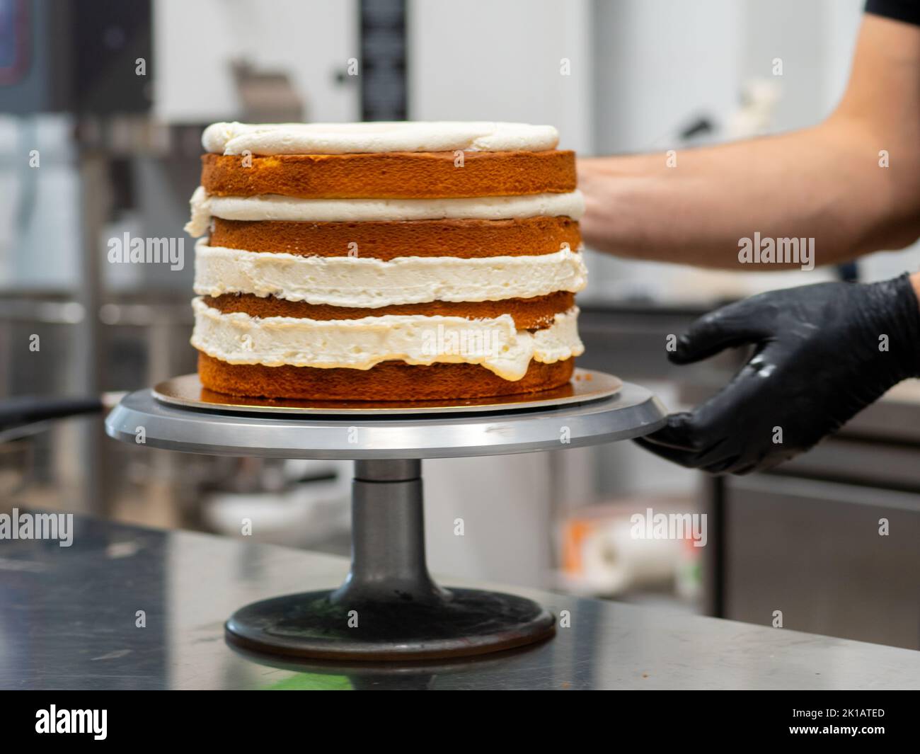Preparation of a birthday cake Stock Photo - Alamy