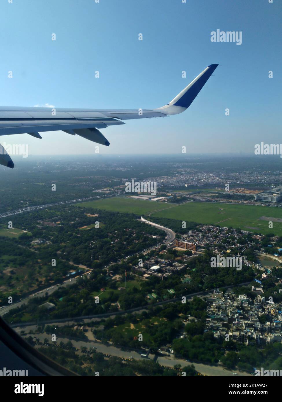 Aerial view of New Delhi/ India/ airplane window seat Stock Photo - Alamy