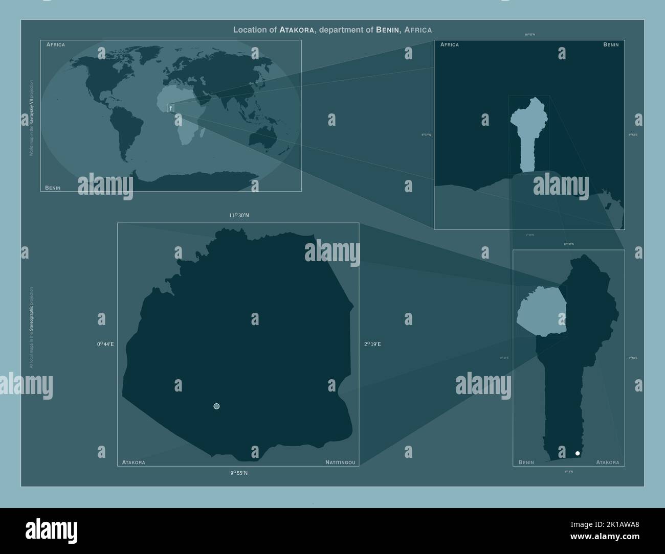 Atakora, department of Benin. Diagram showing the location of the ...