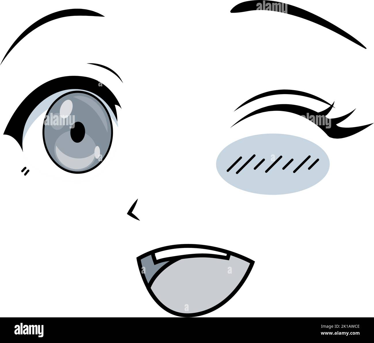 cheerful anime girl face character Stock Vector Image & Art - Alamy