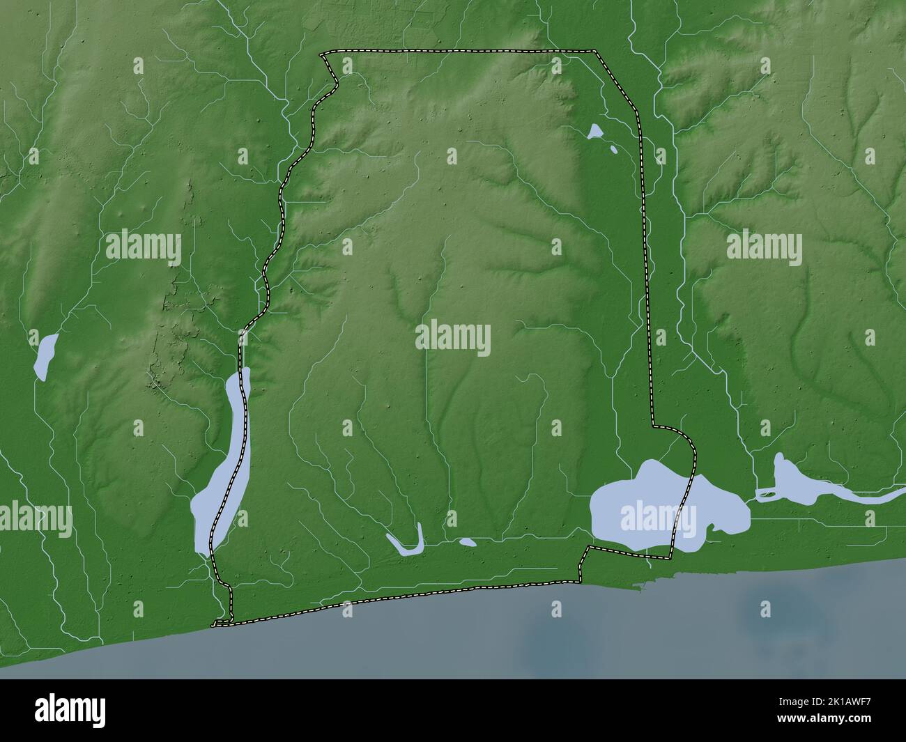 Atlantique, department of Benin. Elevation map colored in wiki style ...