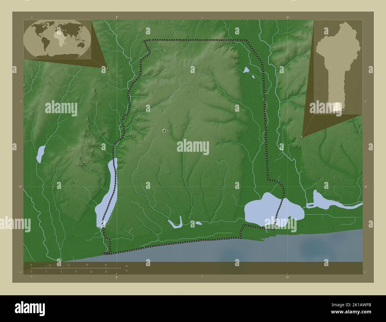 Atlantique, department of Benin. Elevation map colored in wiki style ...