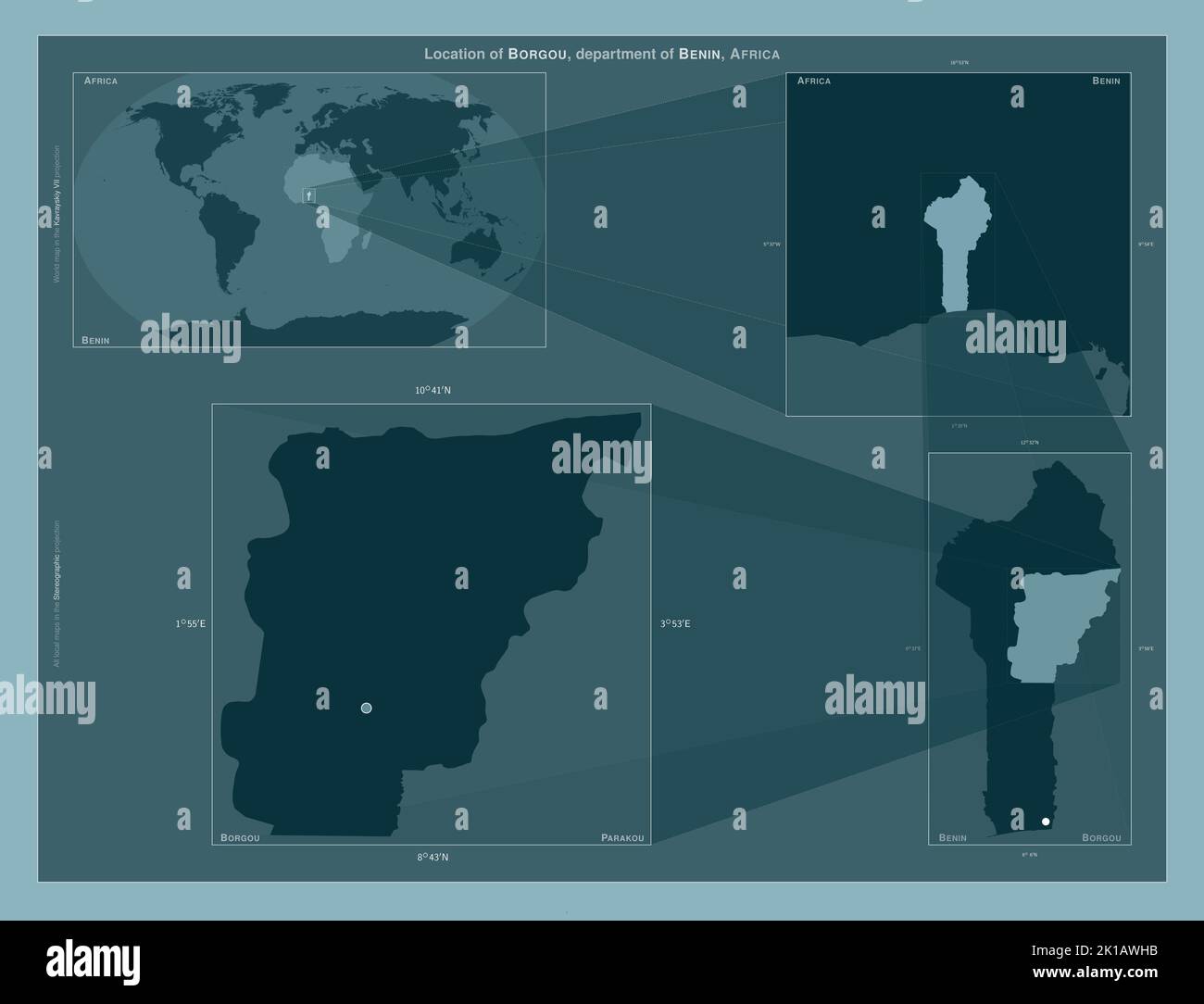Borgou, department of Benin. Diagram showing the location of the region ...