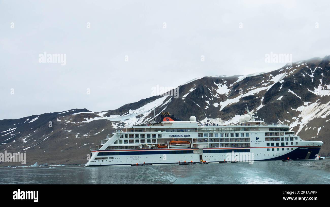 Ms hanseatic spirit in front of a glacier hi-res stock photography and ...