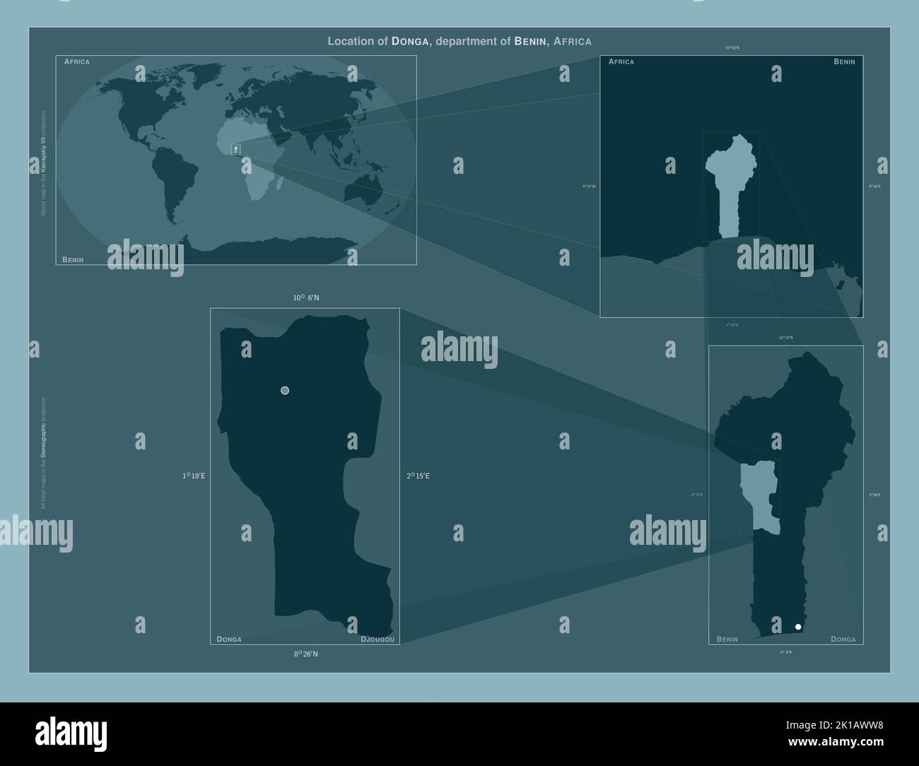 Donga, department of Benin. Diagram showing the location of the region ...
