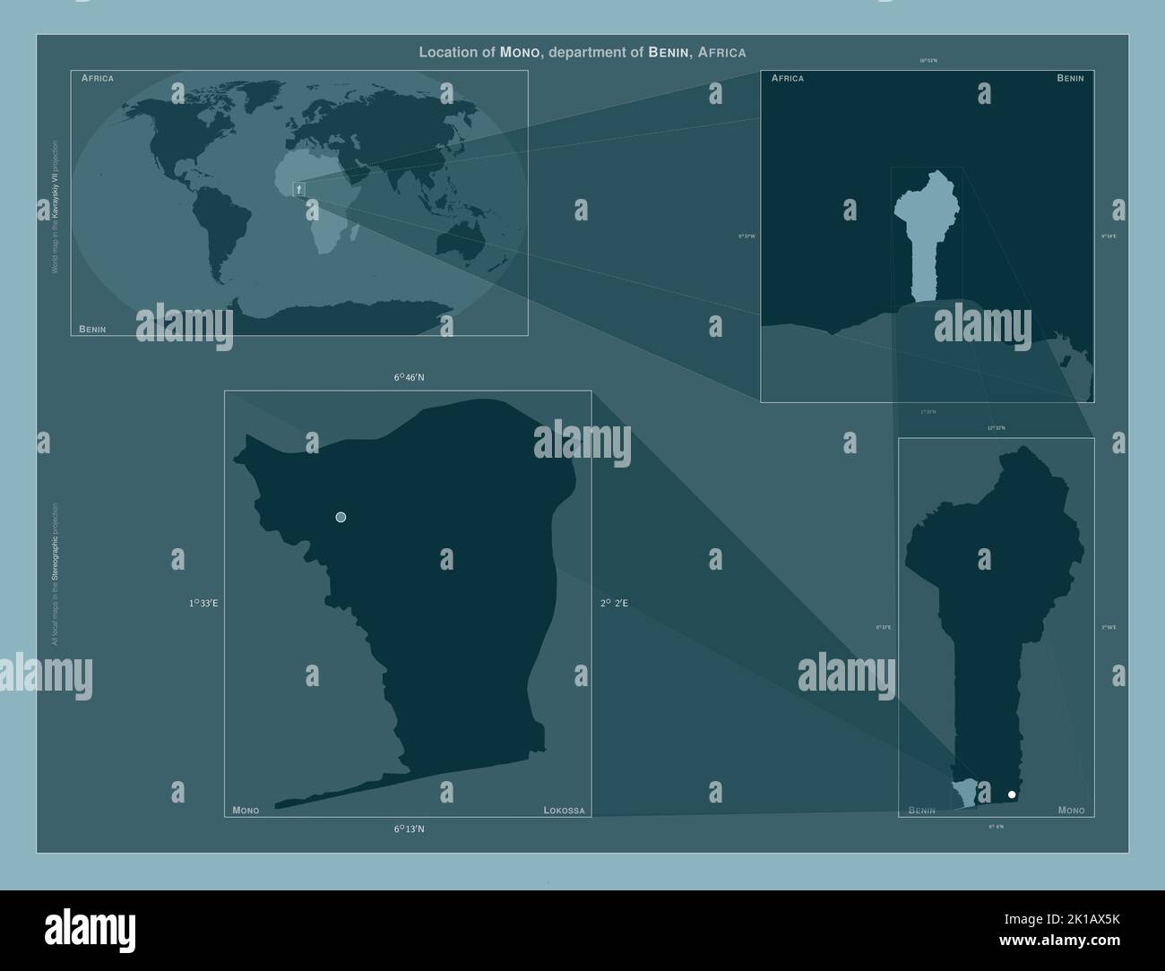 Mono, department of Benin. Diagram showing the location of the region ...