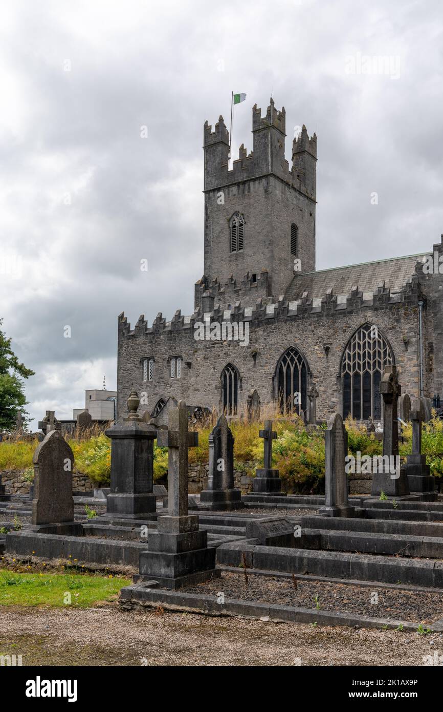Limerick, Ireland - 2 August, 2022: view of the cemetery and St. Mary's ...