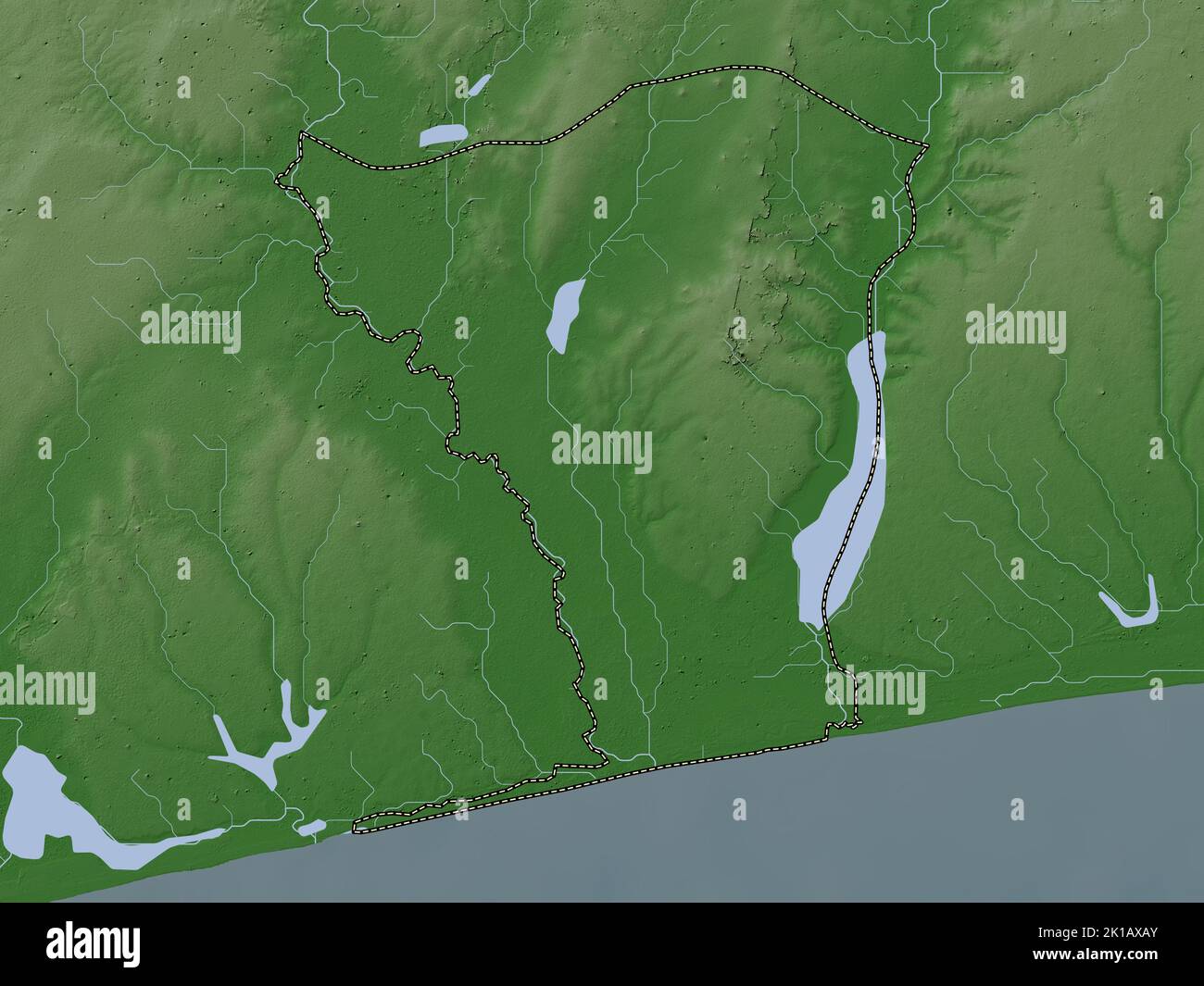 Mono, department of Benin. Elevation map colored in wiki style with ...