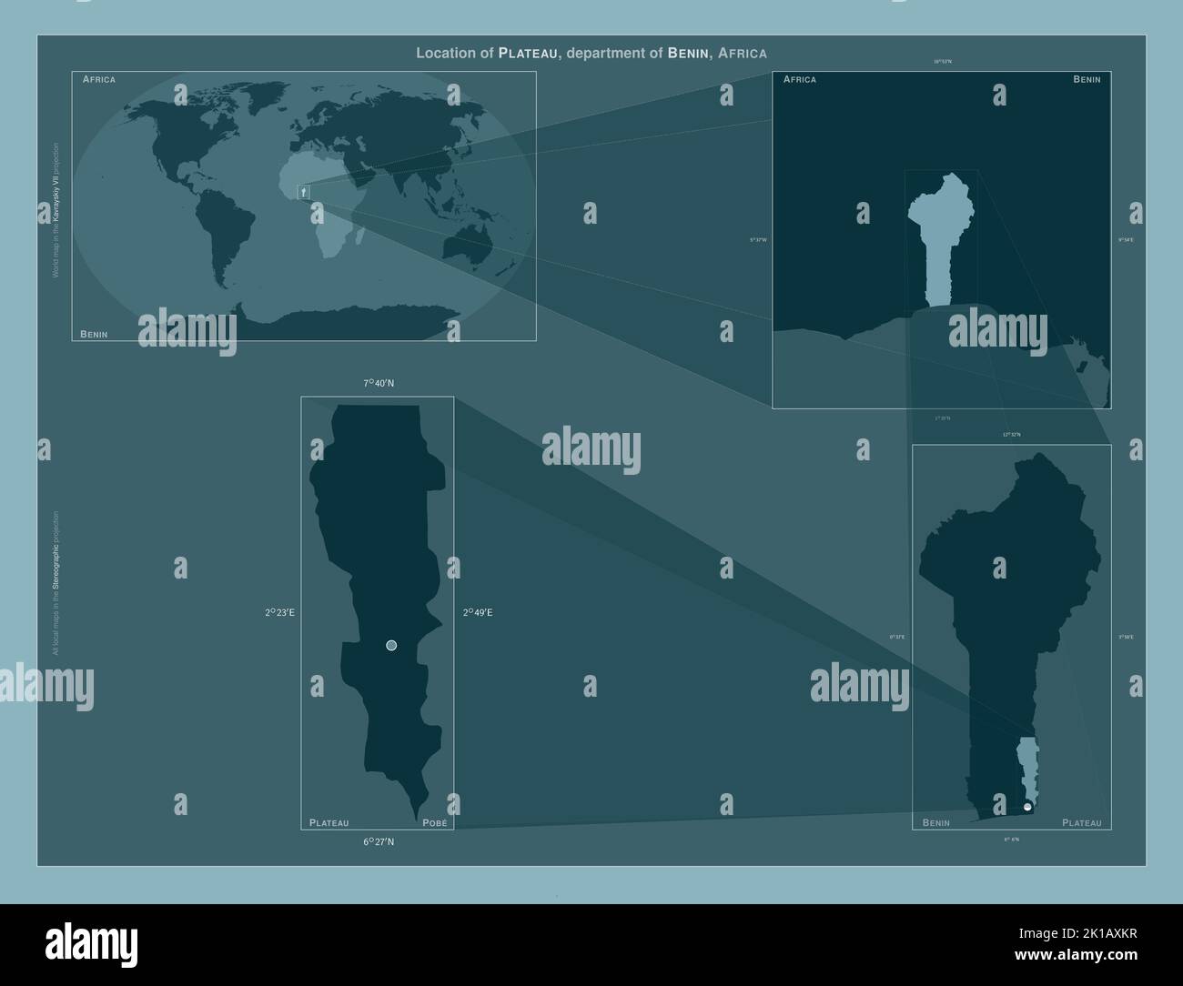 Plateau, department of Benin. Diagram showing the location of the ...