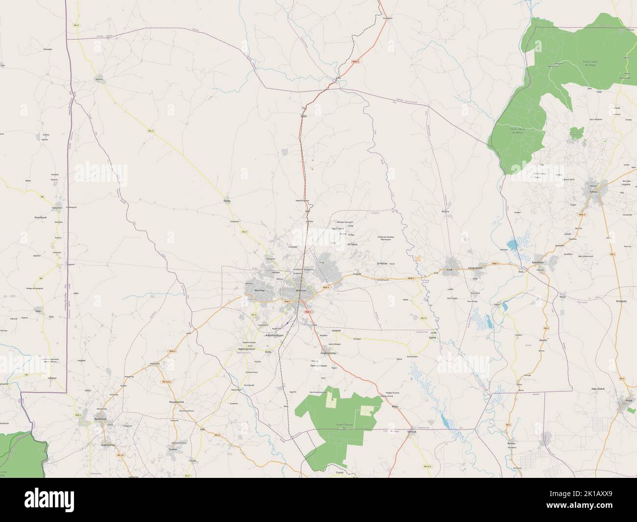 Zou, department of Benin. Open Street Map Stock Photo - Alamy