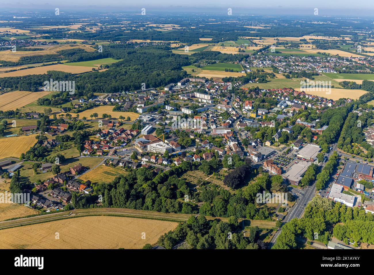 Aerial view, view district Herringen, construction site with new ...