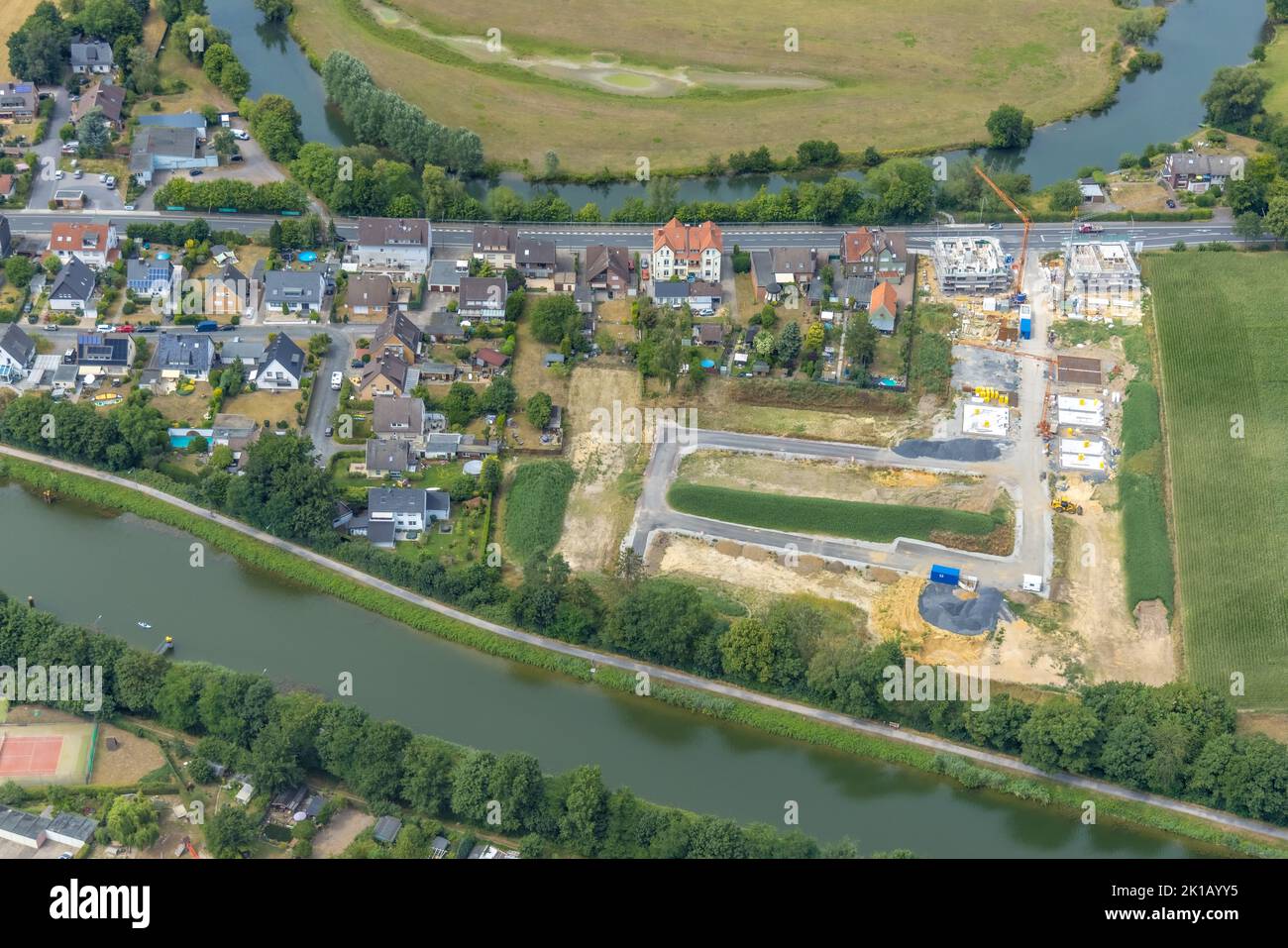 Aerial view, construction site new residential area Im Fuchswinkel at ...