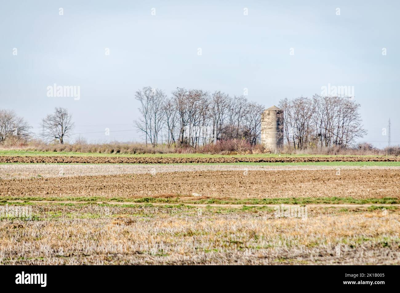 Winter agricultural panoramic landscape with fields Stock Photo - Alamy