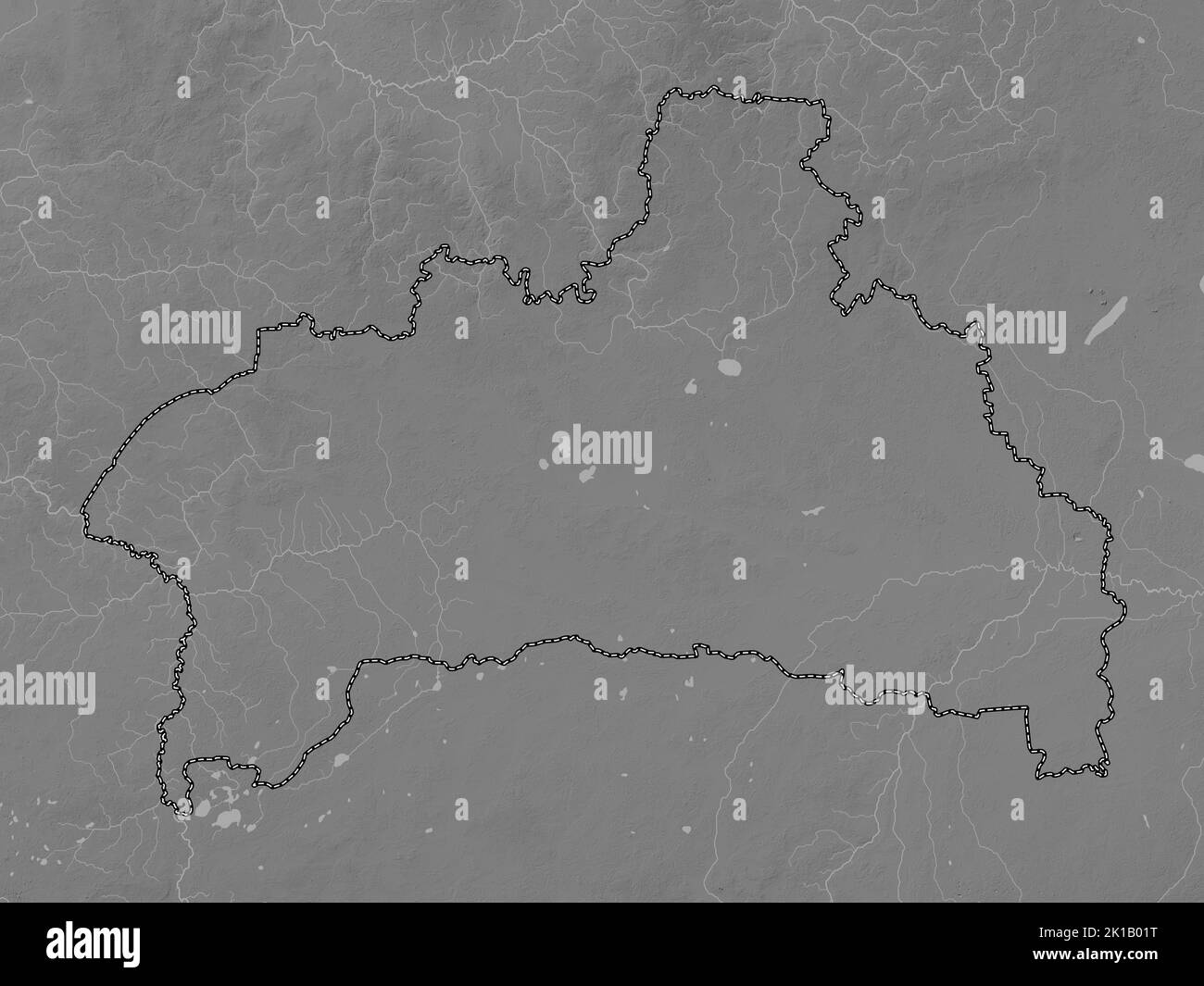 Brest, region of Belarus. Grayscale elevation map with lakes and rivers ...