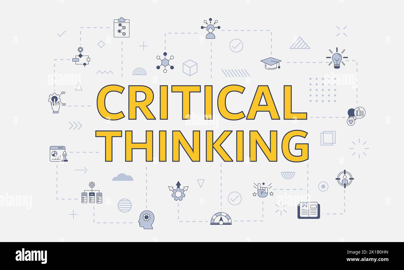 critical thinking concept with icon set with big word or text on center ...