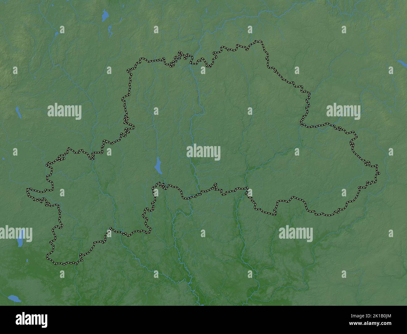 Mahilyow, region of Belarus. Colored elevation map with lakes and ...