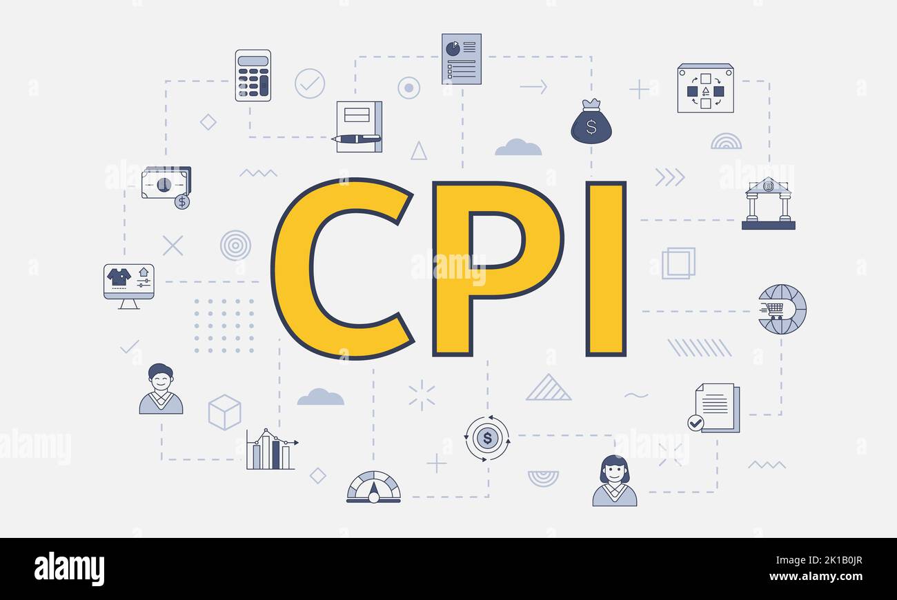 cpi consumer price index concept with icon set with big word or text on ...