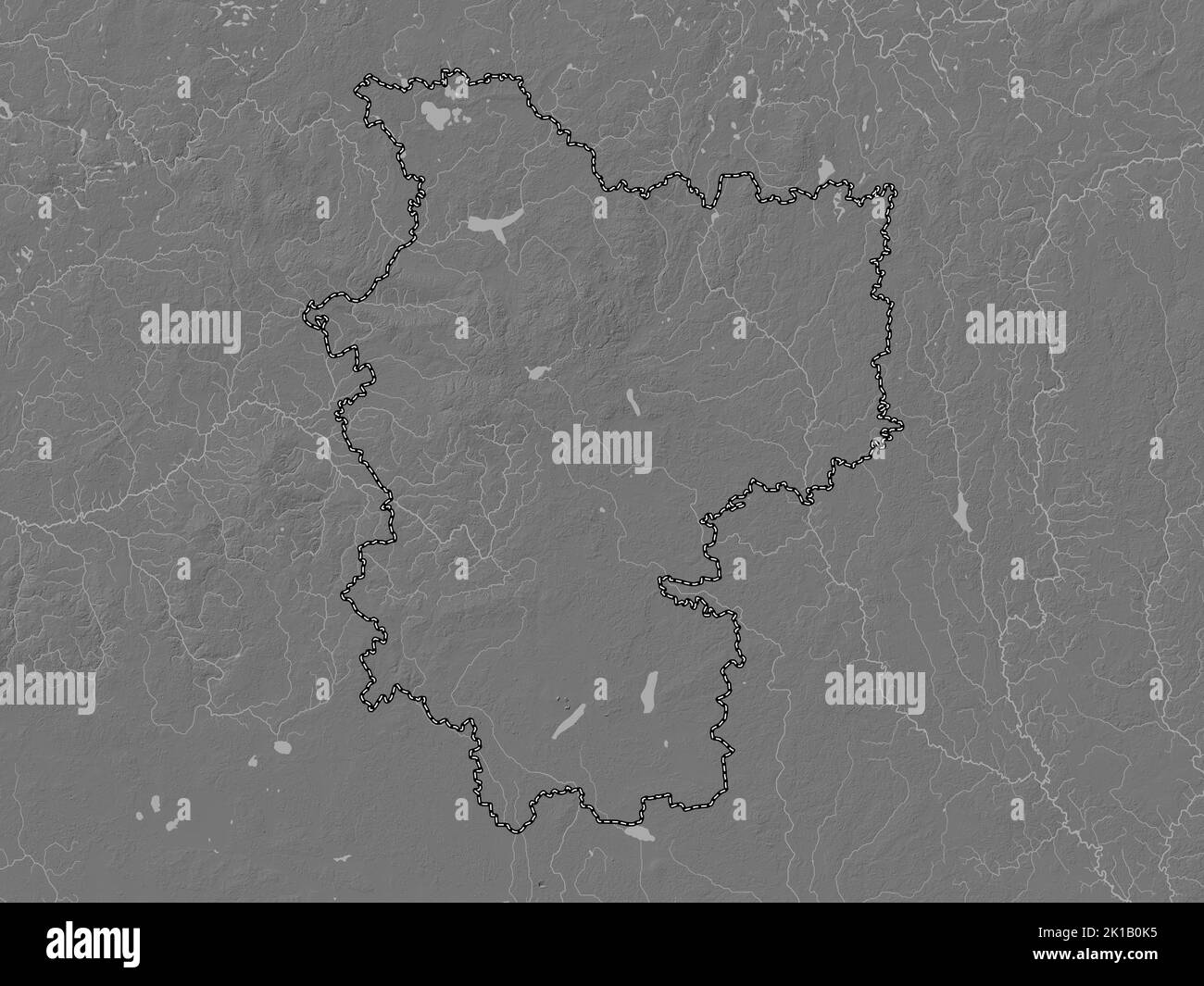 Minsk, region of Belarus. Bilevel elevation map with lakes and rivers ...