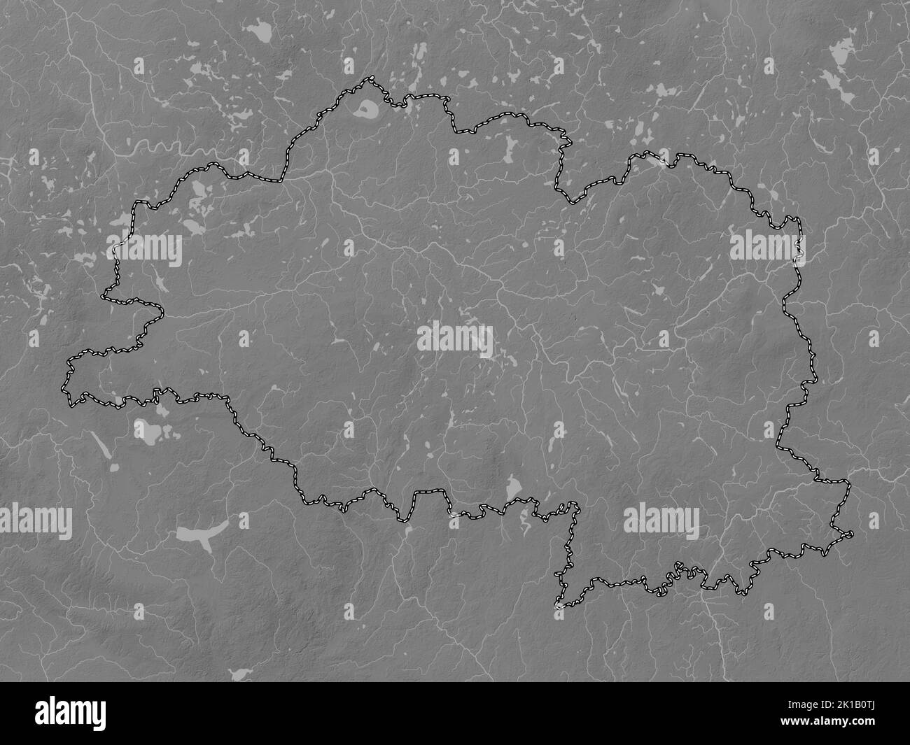 Vitsyebsk, region of Belarus. Grayscale elevation map with lakes and ...